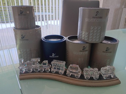 Swarovski Crystal Locomotion Complete Train Set W/ Wooden Track/ Boxes ...