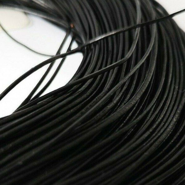 Black Leather Cord Real Round 1/1.5/2/3/4mm Beading Jewellery String ...