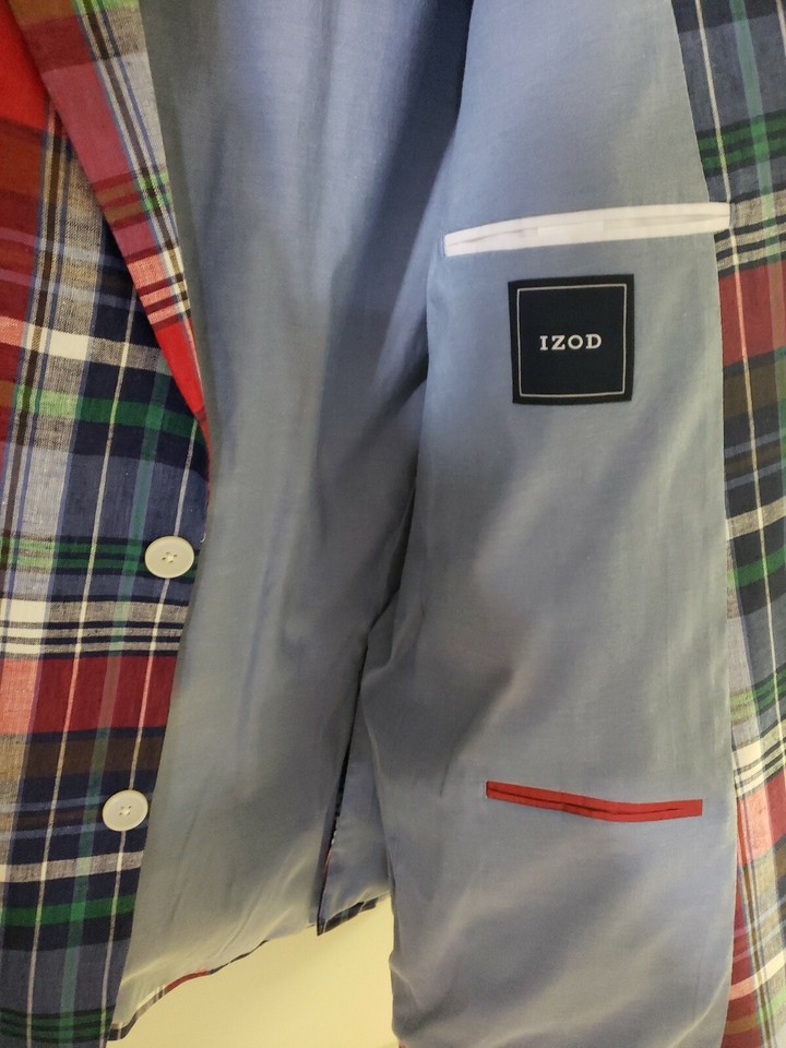 Brand New Men's Izod Sports Jacket Regular fit With Plaid Size ( 46L ...