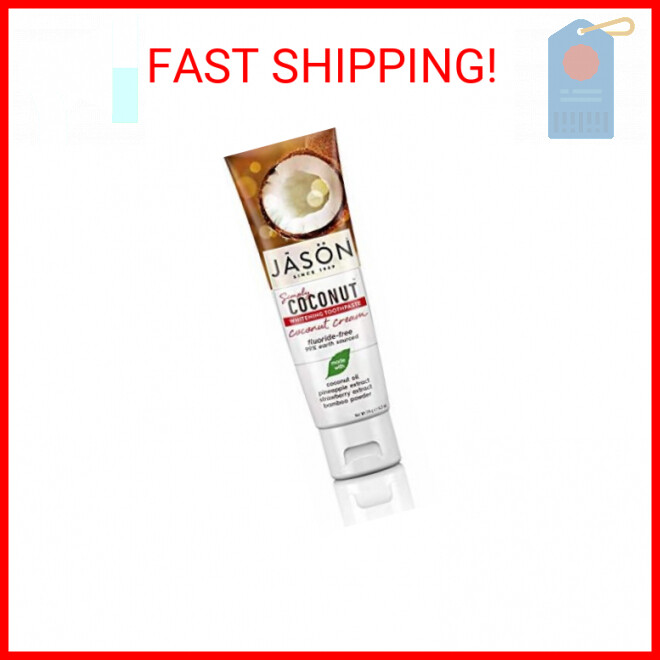 Jason Simply Coconut Whitening Fluoride-Free Toothpaste, Coconut Cream ...