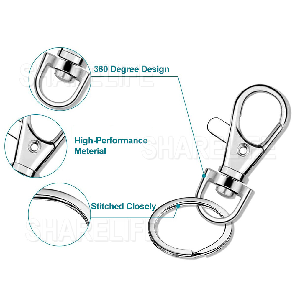 102 Swivel Lobster Clasp Clips Hook Alloy Key Ring Split Keychain ...