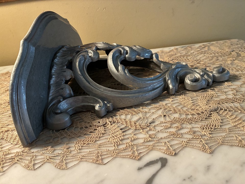 Vintage Syroco Hollywood Regency Silver Wall Shelf w/Plate Grove #3504 ...