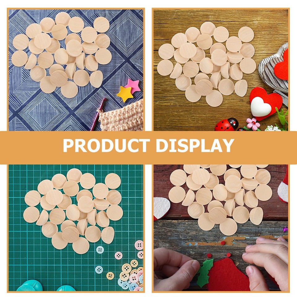 100Pcs Smooth Surface Wooden Half Beads for Jewelry Craft Making Loose ...