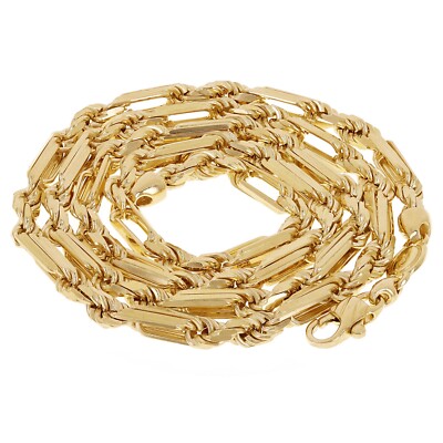 Italian 14k Yellow Gold Solid Milano Figaro Rope Chain Necklace 20" 4mm ...
