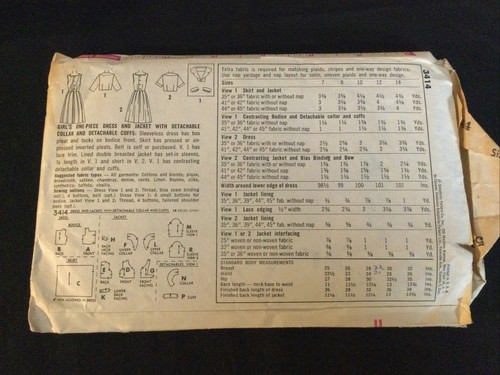 Vintage 1950s-60s Simplicity Pattern #3414 Girl's Dress & Jacket size ...