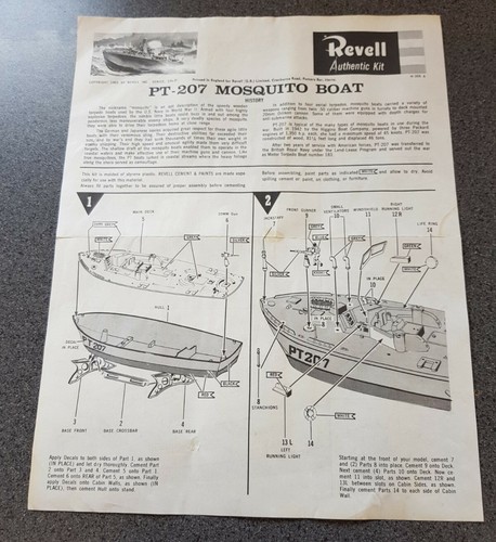 Vintage Revell Authentic Kit PT-207 Mosquito Boat Instructions only | eBay