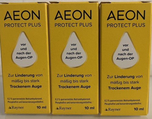 3 x Aeon Protect Plus Eye Drops Relief Moderate & Severe Dry Eyes 10ml ...