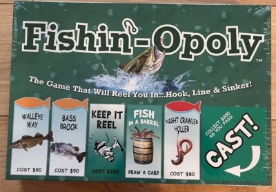 Fishin'-Opoly Board Game Fishing Monopoly Brand New Sealed Made in the ...