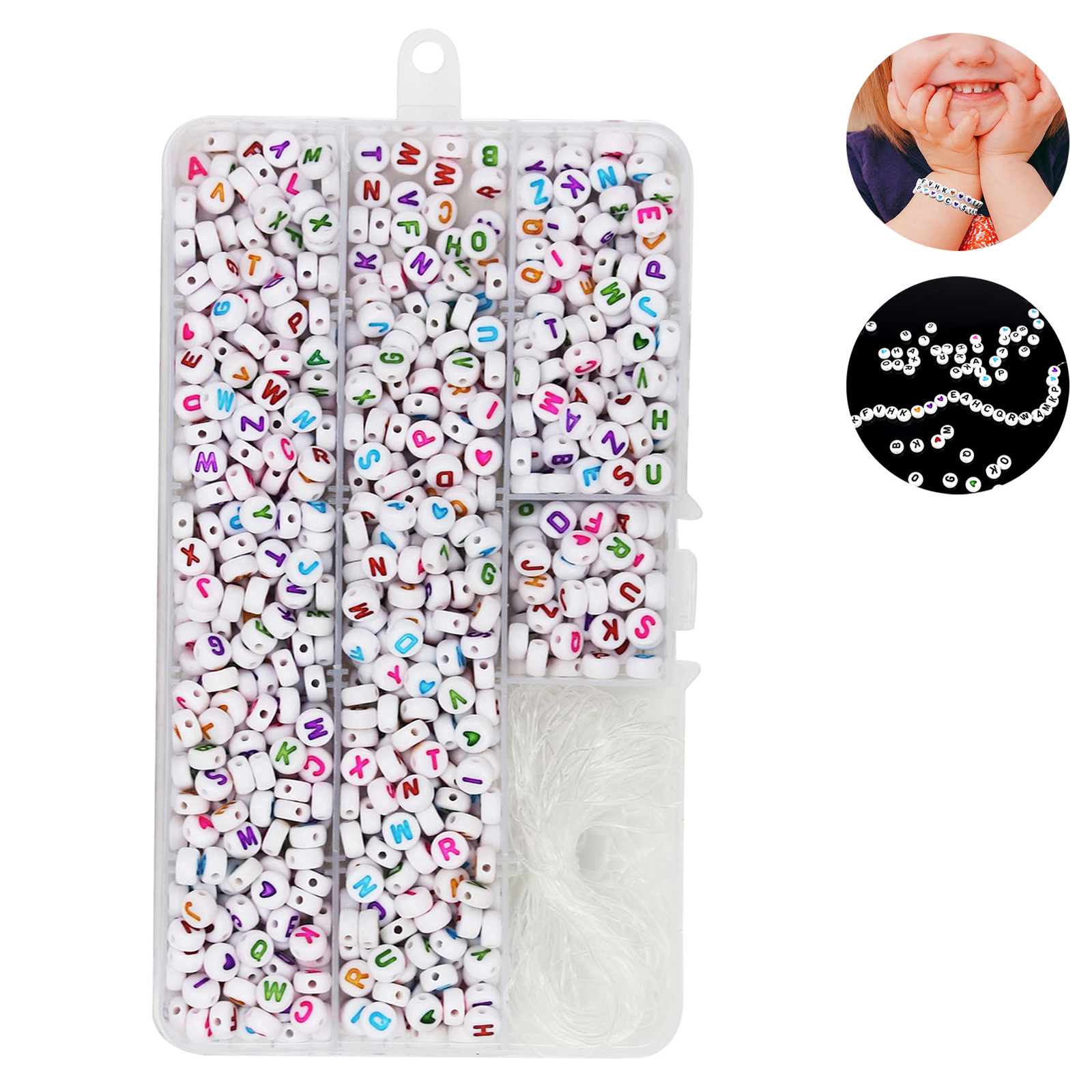 With Elastic String DIY Bracelets Acrylic A To Z Letters Threading ...