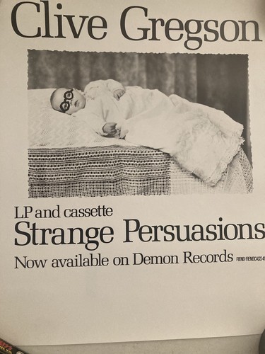 Clive Gregson Strange Persuasions ORIGINAL Promo Poster 1985 Any ...