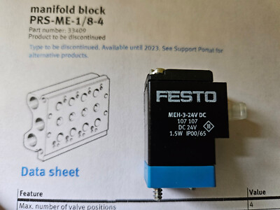 Festo MEH-3-24V DC 14660 Air Valve | eBay