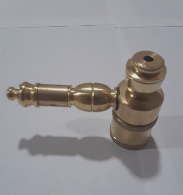 TOBACCO STAND-UP CHAMBER SMOKING PIPE + STASH BOTTOM + Nickel Plated ...