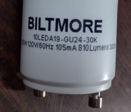 BILTMORE 10LEDA19-GU24-30K GU24 LIGHT BULB 9.5W 800lumens *LOT OF 4 ...