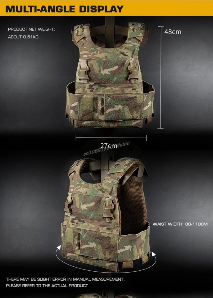 Tactical Vest Slickster Plate Carrier Ferro Outdoor Lightweight Hunting ...