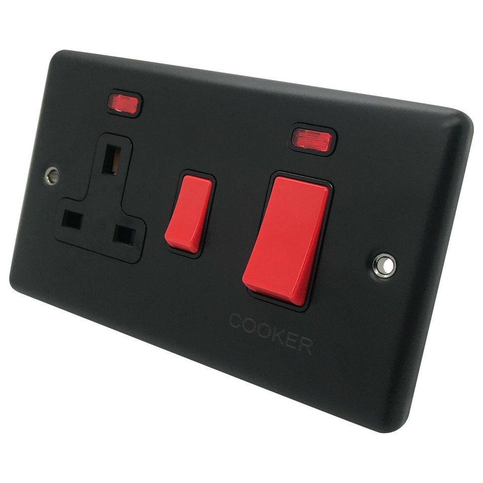 Classic Matt Black Plug Sockets Light Switches Dimmers - Whole Range ...