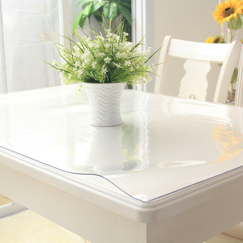 Plastic PVC Tablecloth Transparent Protector Waterproof Dining Clear ...