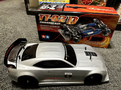 Tamiya 1:10 T-02D Drift Spec Chassis with brushless setup and camaro ...