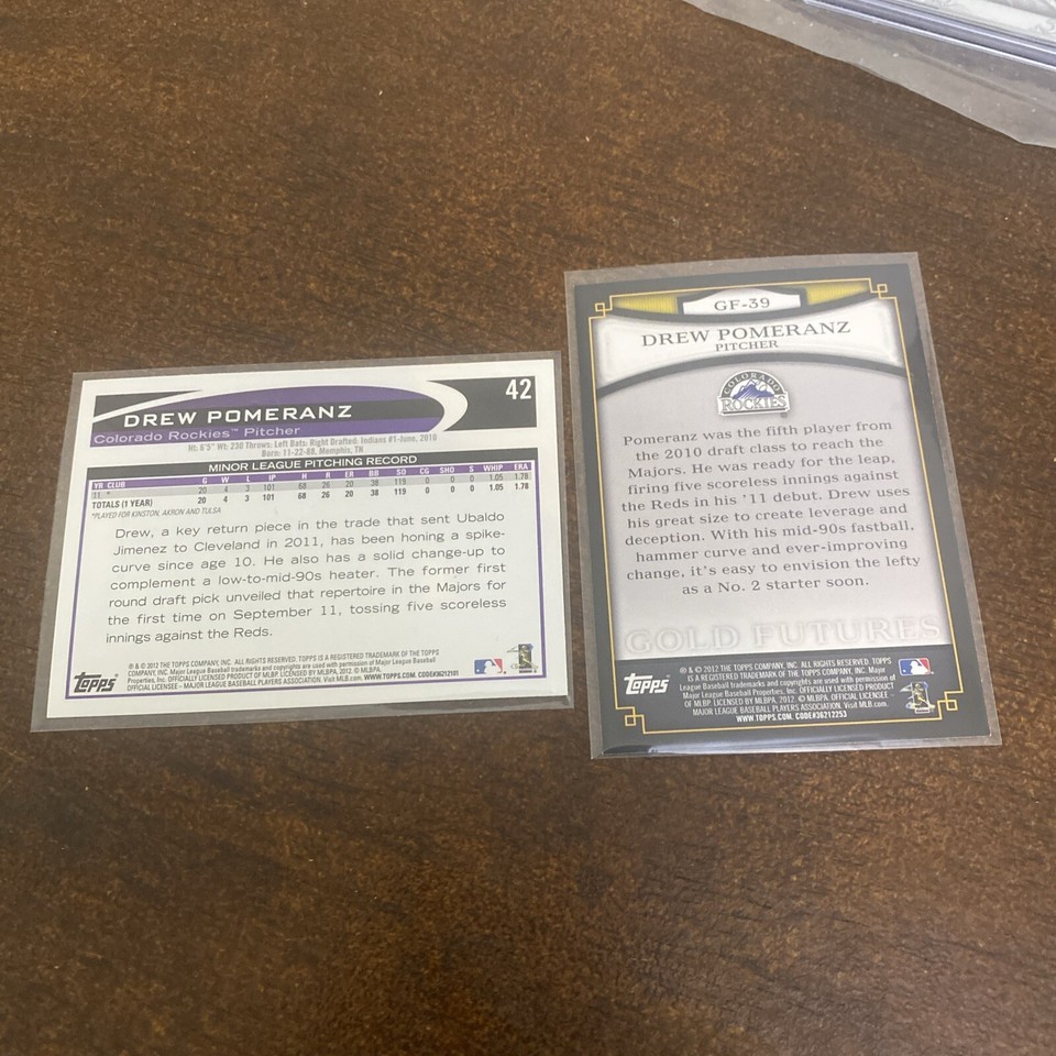 Drew Pomeranz 2012 Topps Rc & 2012 Topps Gold Futures | eBay