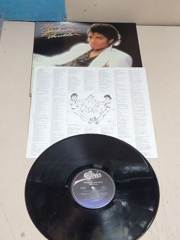 NMINT MICHAEL JACKSON THRILLER COVER ERROR NO MJ VINYL RECORD QE 38112 ...