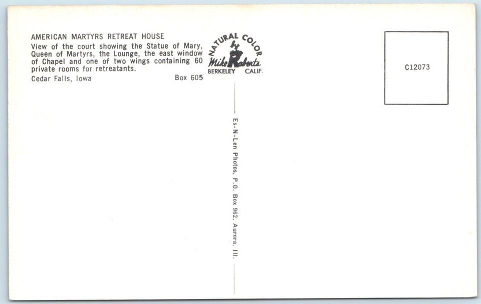 c1960s Cedar Falls, IA American Martyrs Retreat House Christian Church ...