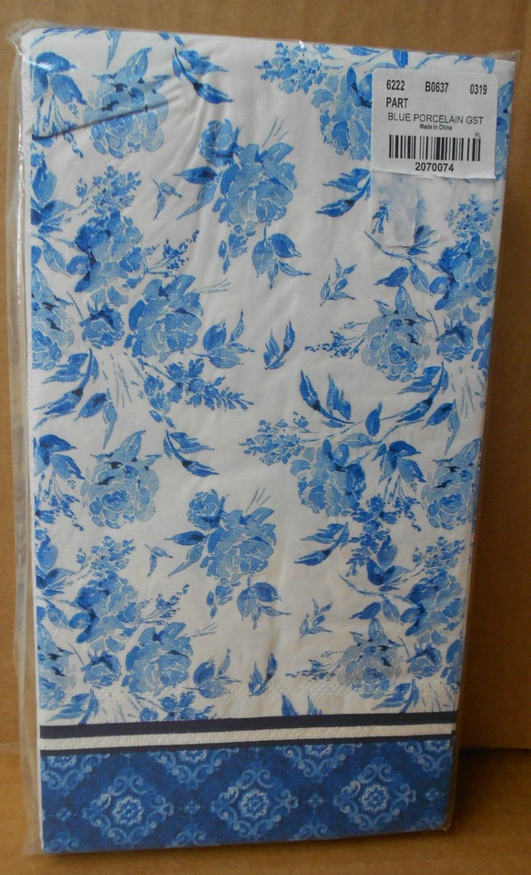 Blue Ink Studios 36 BLUE PORCELAIN Paper Guest Towels Triple-Ply ...