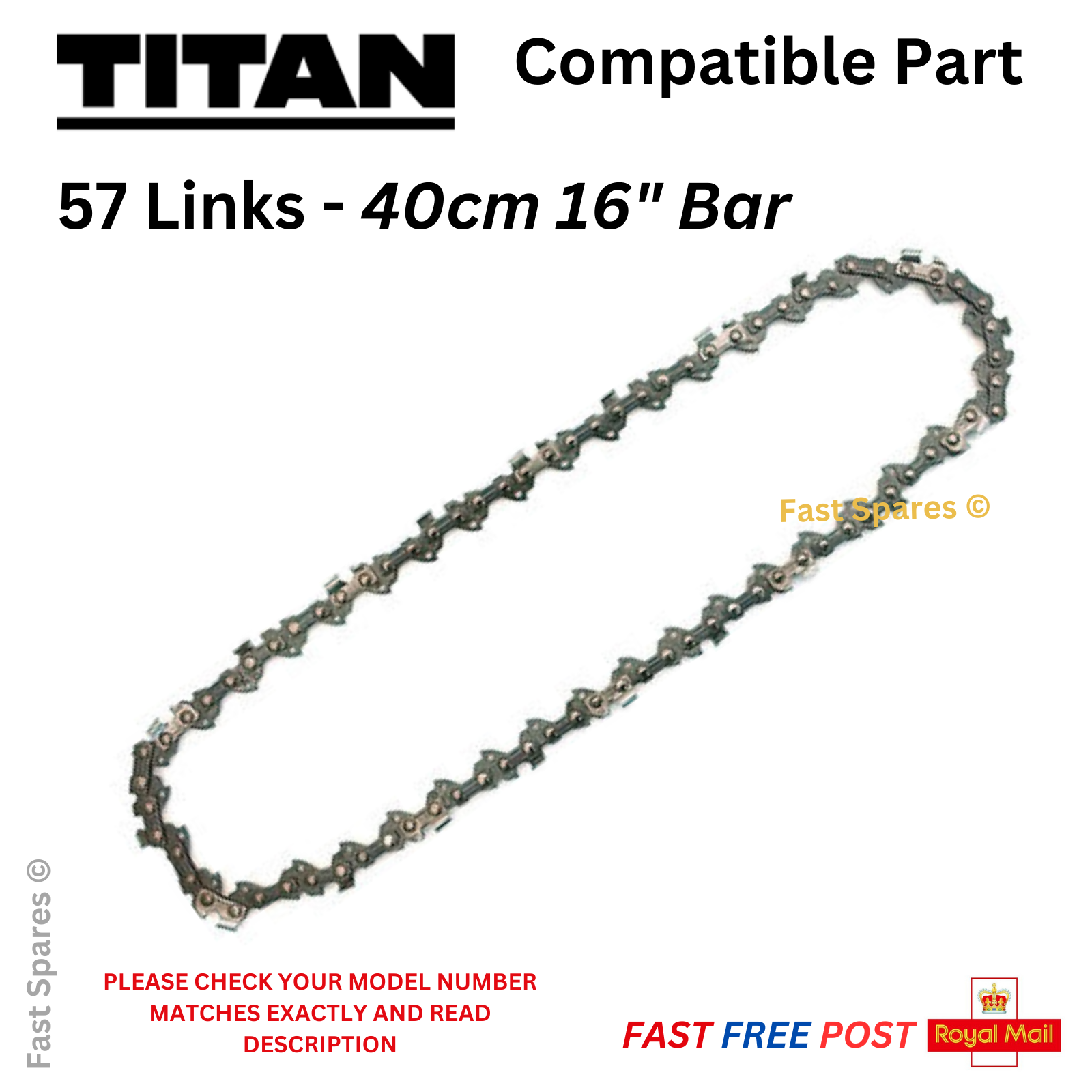 Titan Screwfix TTL759CHN Chainsaw Chain 40cm (16") Bar 57 Links FAST ...
