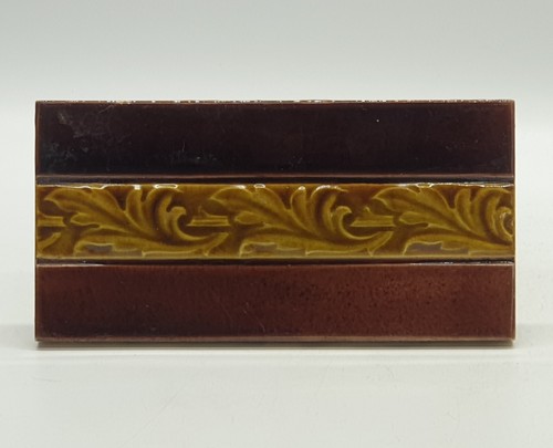 Art Nouveau 6" x 3" Brown Floral Majolica Spacer Border Tile C1900 ...
