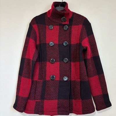 Katie Todd Wool Red Black Buffalo Plaid double chest old money knit ...