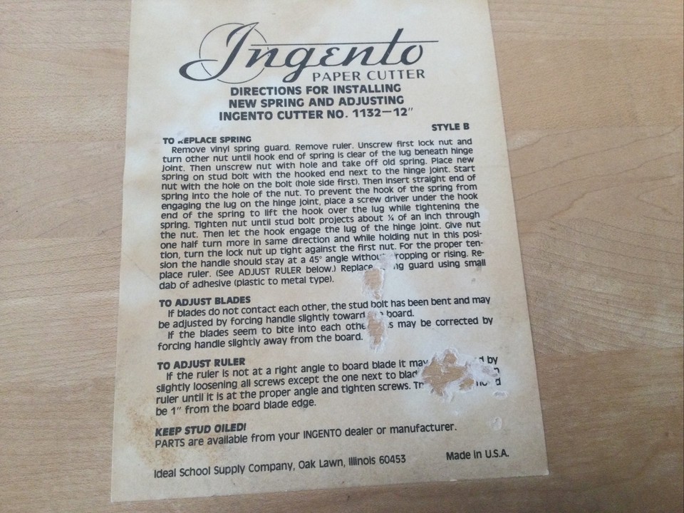 Vintage Ingento Paper Cutter. No. 1132-12” | eBay