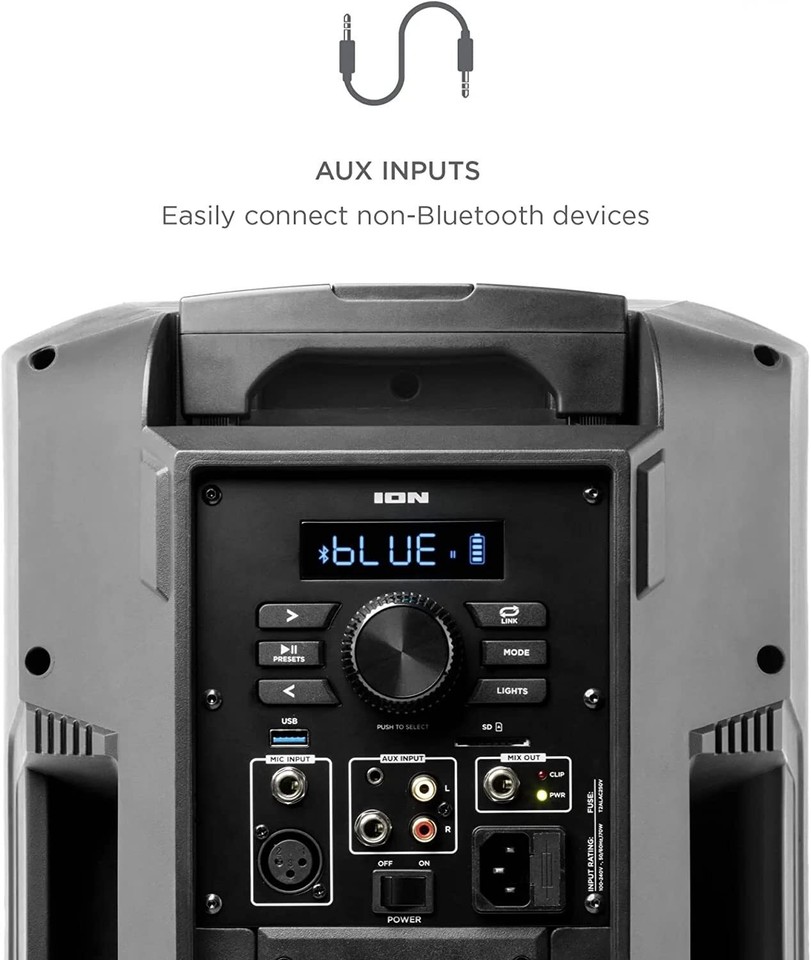 ION Audio - Power Glow 300 Rechargeable Battery Powered Bluetooth ...