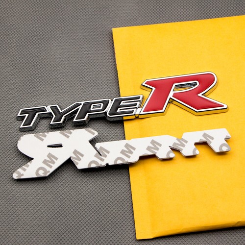 2x Chrome Metal Black & Red Coated TYPE-R Car Emblem Rear Lid Trunk ...