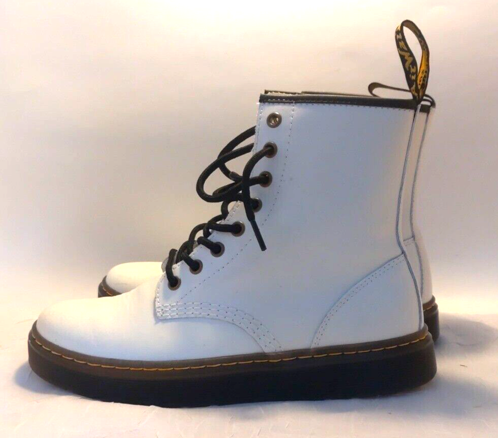 Doc Martens White Zavala Leather Combat Boot Lace Up Men's 7 Women's 8 ...