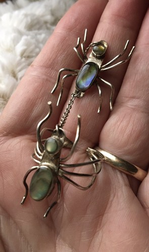 Vintage Spider Slave Ring Silver Abalone | eBay