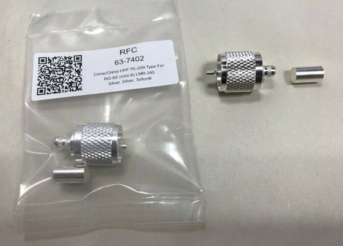 10 All Silver-Teflon PL-259 Type Crimp Connectors RG-8X, LMR-240, RG-59 ...