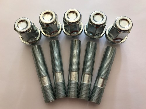 5 X M12X1.25 ALLOY WHEEL STUDS + NUT CONVERSION 50mm LONG FITS PEUGEOT ...