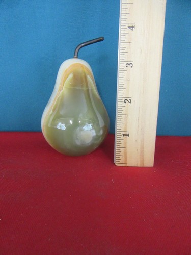 880. Decorative Marble PEAR Metal Stem Multi Colored Green Fruit ...