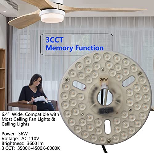 36w 6.4" Led Ceiling Fan Light Kit Replacement Led Light Board ...