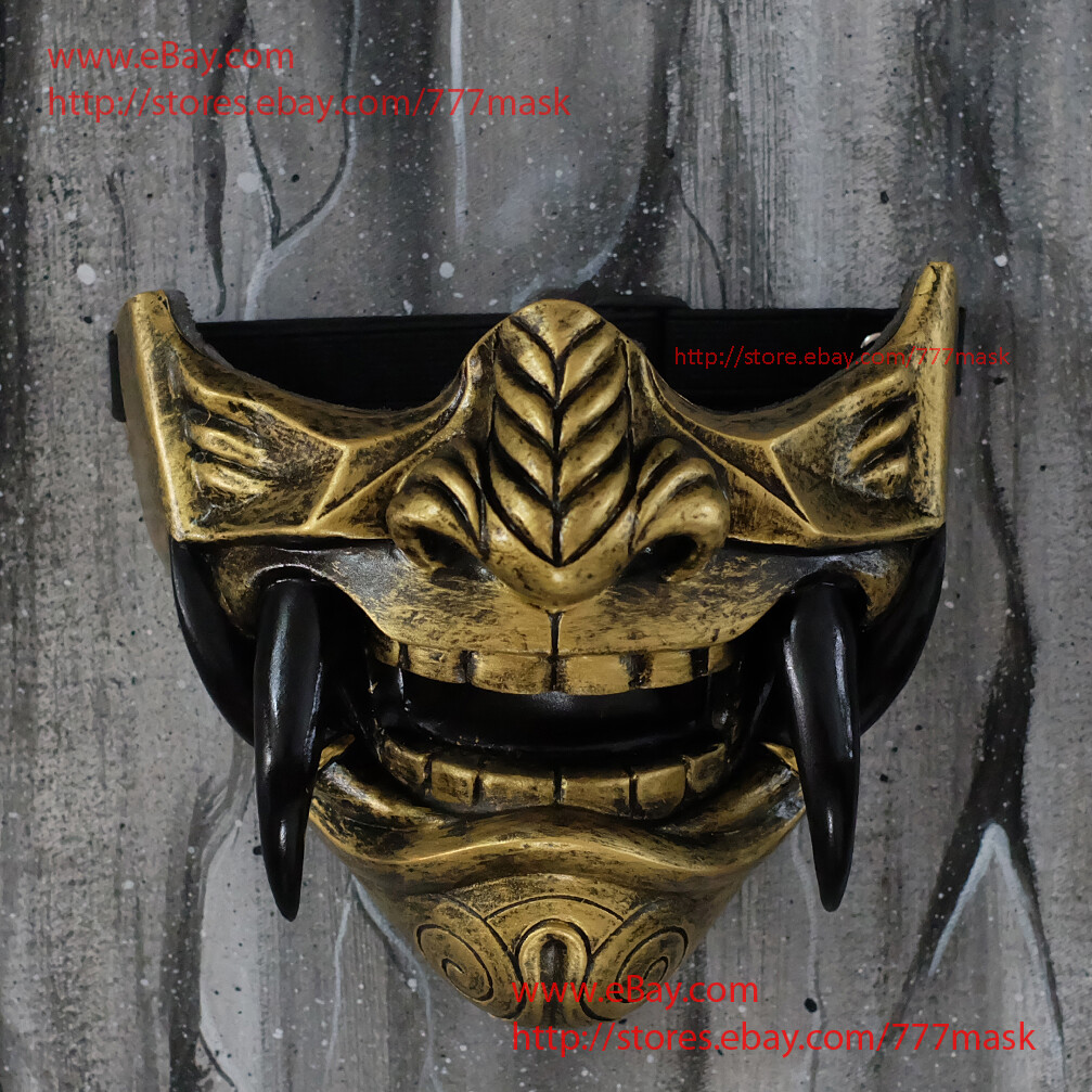 SAMURAI ONI AIRSOFT MASK MOTORCYCLE PAINTBALL JAPANESE HALF MEMPO ...