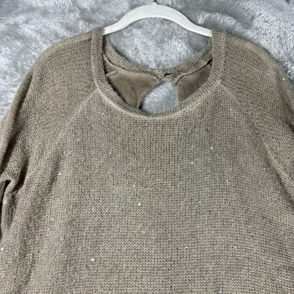 Mohair Sweater Womens M Beige Sparkle Lightweight Neutral Night Out ...