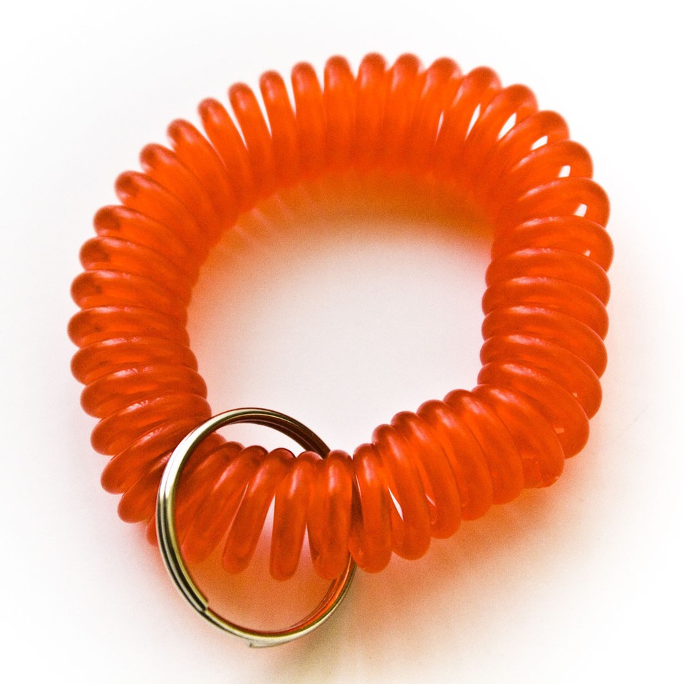 LOT 1000 WRIST COIL SPIRAL KEYCHAIN KEY RING HOLDER-6 VIBRANT COLOR GYM ...