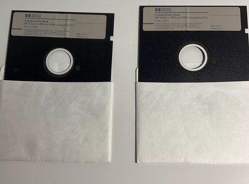 HEWLETT-PACKARD CONNECTIVITY PACK HP 95LX TO IBM PC 5.25 FLOPPY 2 DISKETTE SET | eBay
