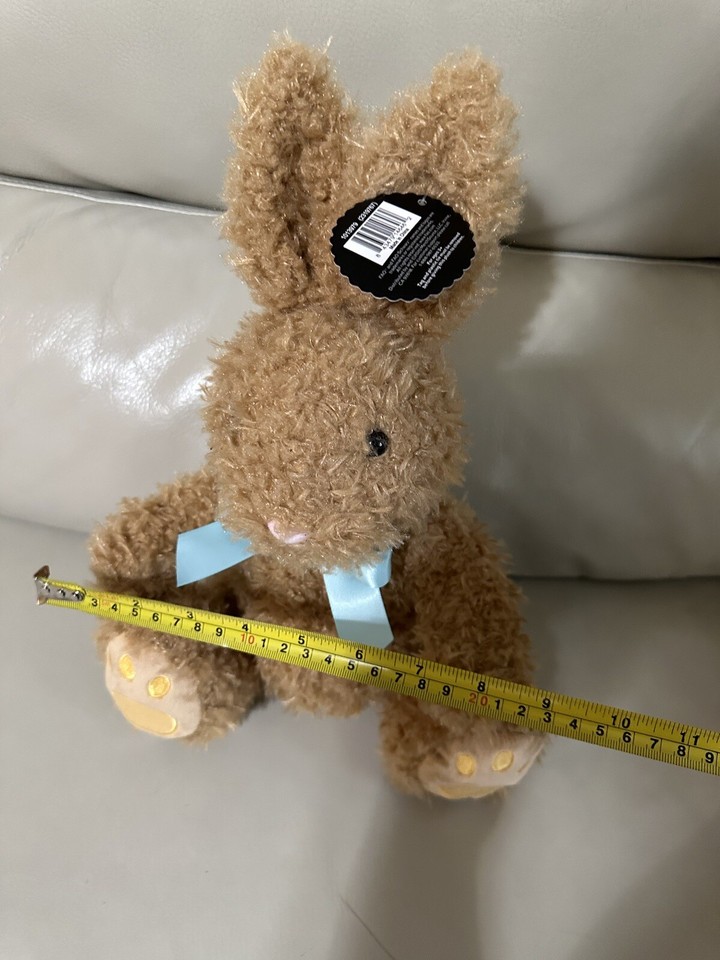 FAO Schwarz Fuzzy Brown Bunny Rabbit Blue Bow 13” Plush Toy Easter ...