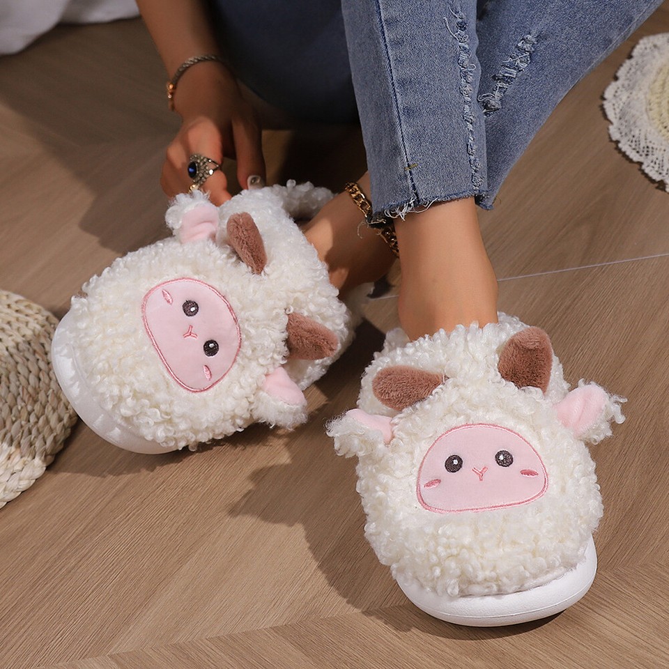 Plush Sheep Slippers Cartoon Animal Slippers Cute for Home Indoor ...