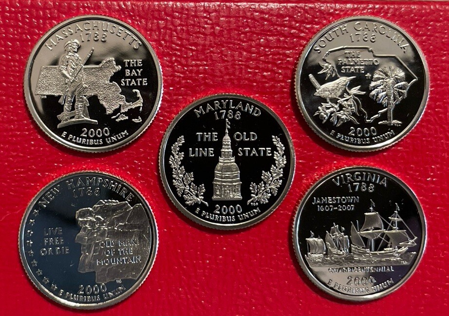 2000~S~ Proof State Quarters 5 Clad Proof Coins No Lens Or COA US Mint ...