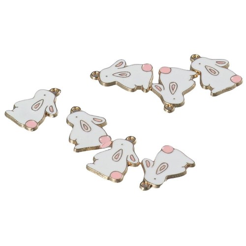 Bulk Enamel Rabbit Charms White Easter Bunny Charms For Jewelry Making ...