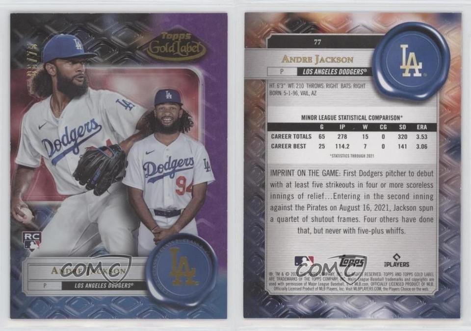 2022 Topps Gold Label Class 2 Purple 6/75 Andre Jackson #77 Rookie RC ...