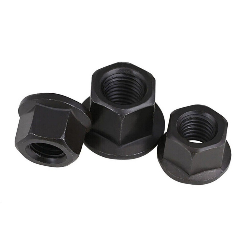 Hex Flange Lock Nuts Self Locking Black M10 M12 M14 M16 M18 M20 M22 M24 ...