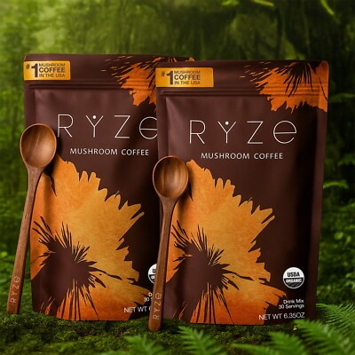 Organic RYSE Mushroom Coffee - 2 Pack (60 Servings) - Focus & Energy ...