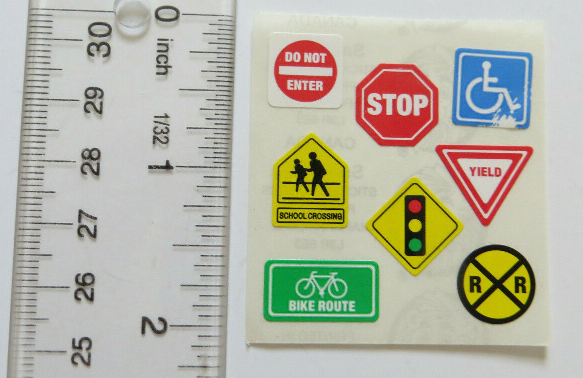 Sandylion ROAD SIGNS, MULTI - 1 Square of Vintage Road Signs Stickers ...