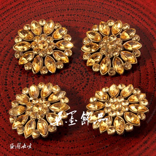30pcs/lot 26MM High Quality Round Sparkly Gold Rhinestone Button | eBay
